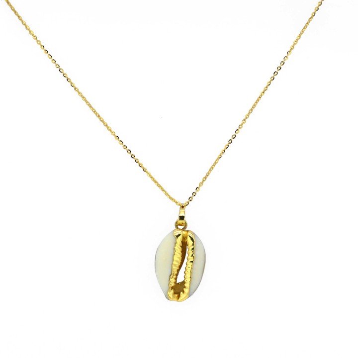 White Shell Pendant Necklace Gold | Margareta Concept Store
