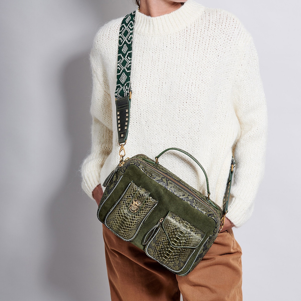 Kaki Python Bag Cesar | Margareta Concept Store