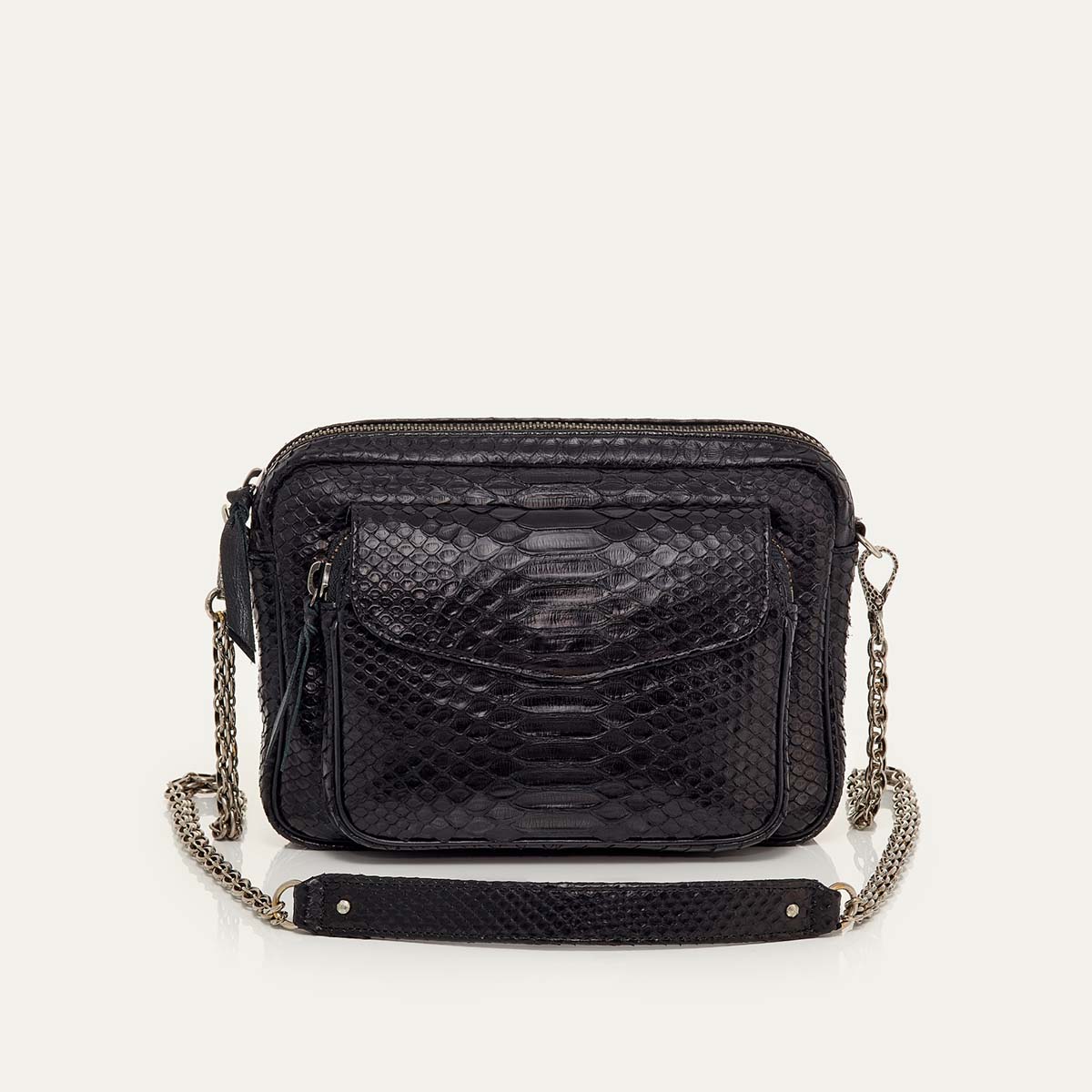 Python Bag Big Charly Black Silver Chain | Margareta Concept Store